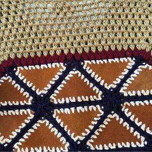 Vintage | Sweaters | Vintage 96s Crochet And Leather Patchwork Sweater ...